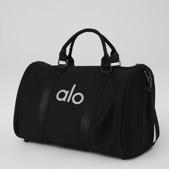 ALO Yoga | Bags | Alo Yoga Traverse Duffle Bag Blacksilver Logo Nwt ...